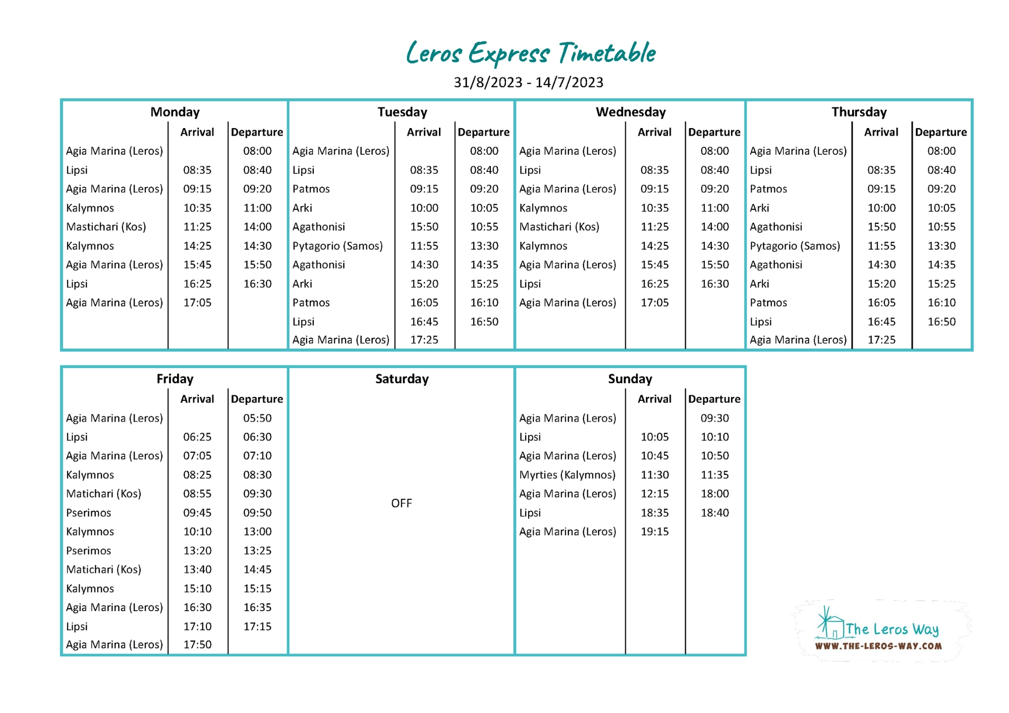 Leros Express Ferry (Local Ferry) – The Leros Way